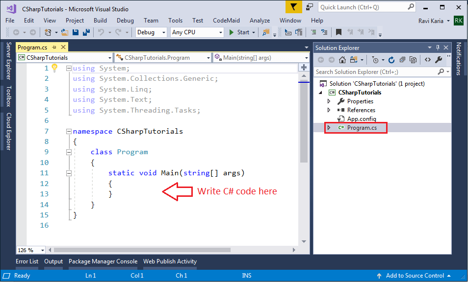 اولین برنامه در سی شارپ - سی شارپ کد
